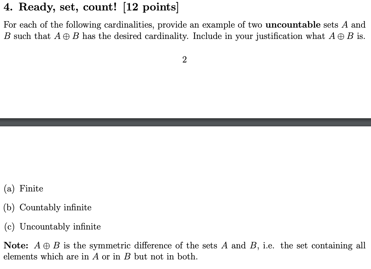 Solved 4. Ready, set, count! [12 points] For each of the | Chegg.com
