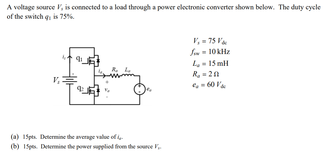 Solved A voltage source Vs is connected to a load through a | Chegg.com