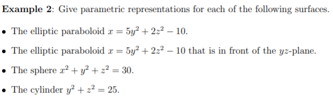 Solved Example 2: Give parametric representations for each | Chegg.com