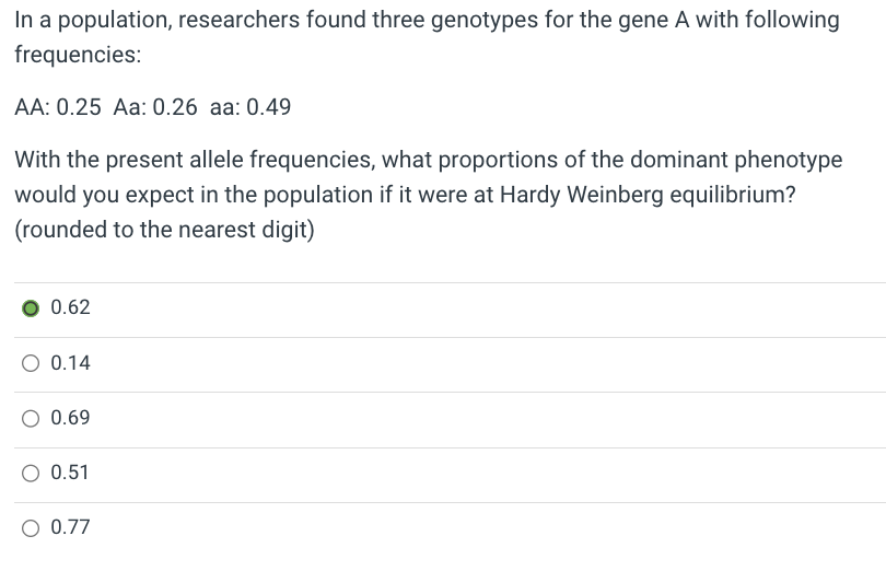 Solved In a population, researchers found three genotypes | Chegg.com