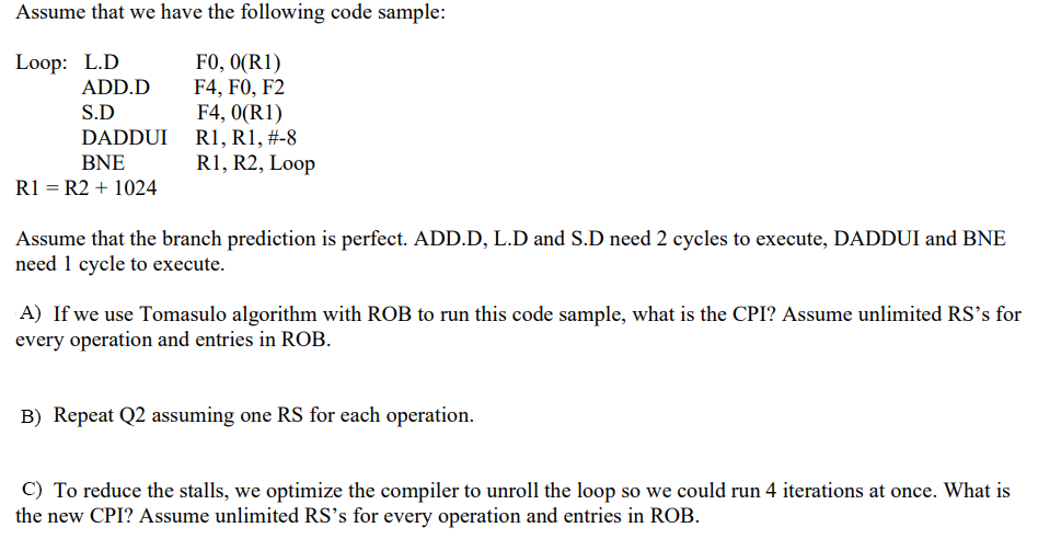 Assume that we have the following code sample: Loop: | Chegg.com
