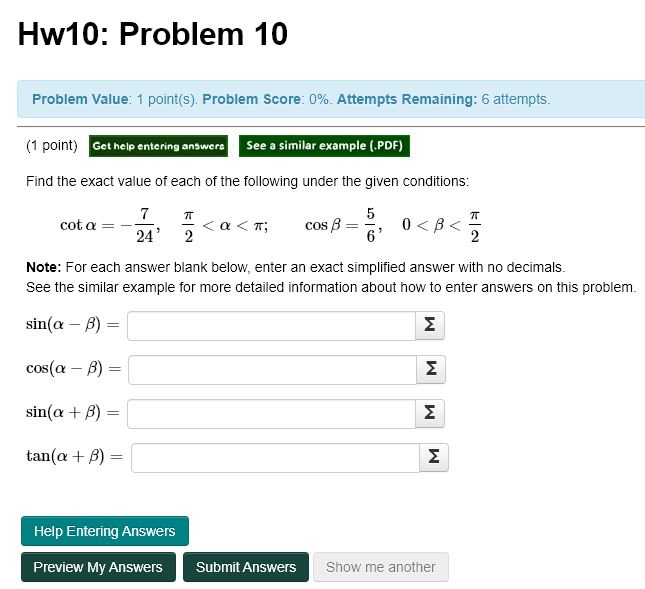 Solved Find the exact value of each of the following under | Chegg.com