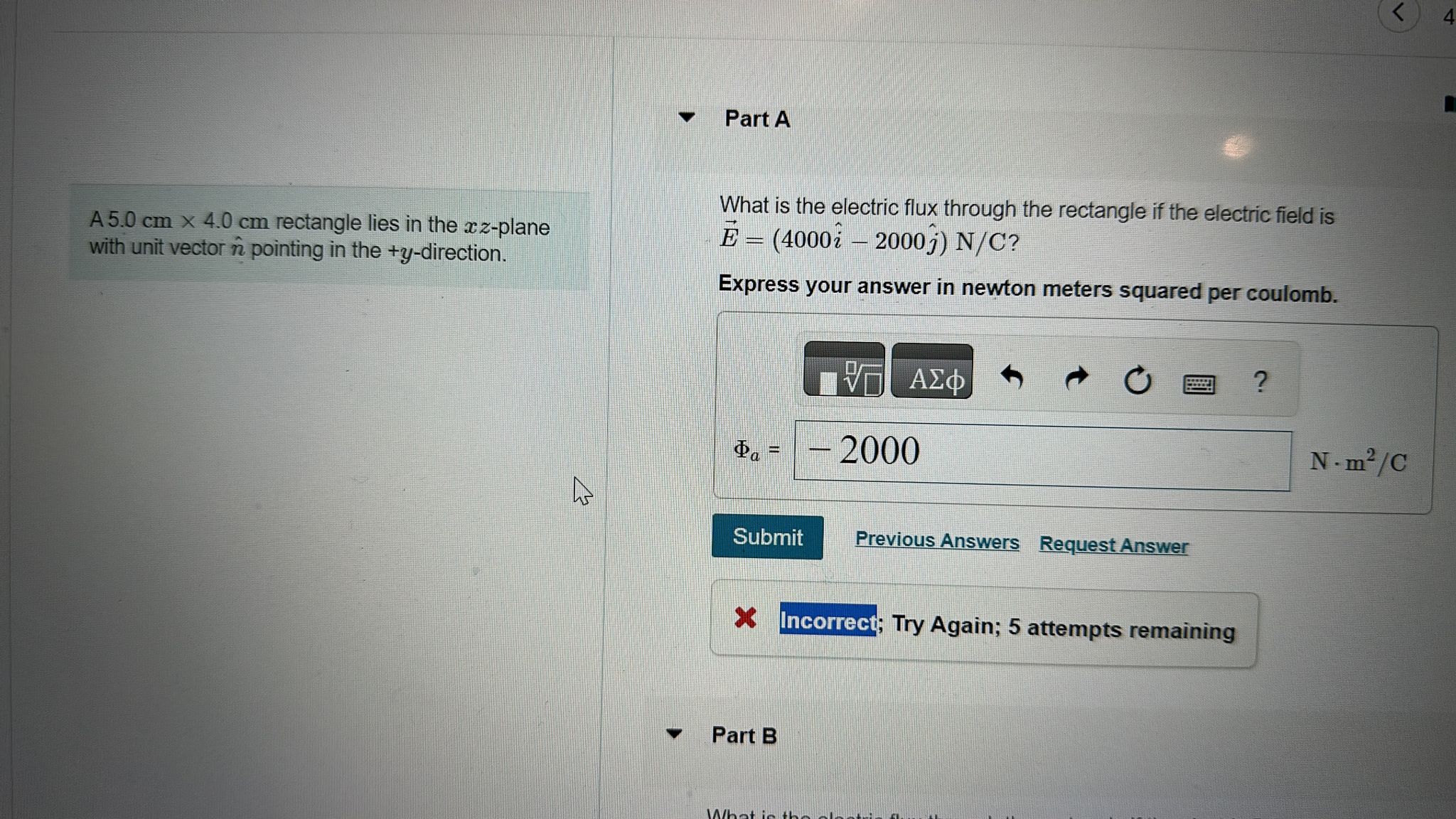 Solved A 5.0 cm×4.0 cm rectangle lies in the xz-plane with | Chegg.com