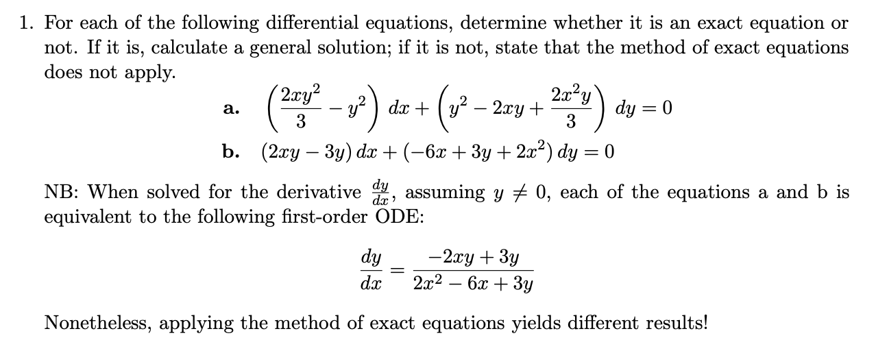 Solved For each of the following differential equations, | Chegg.com