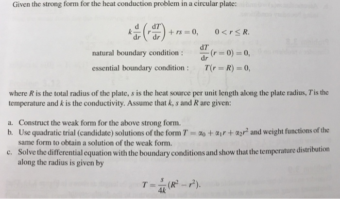 Solved Given the strong form for the heat conduction problem | Chegg.com
