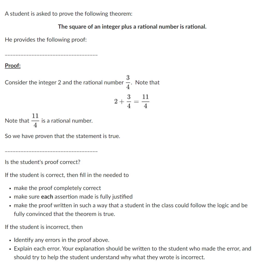 Solved A student is asked to prove the following theorem: | Chegg.com