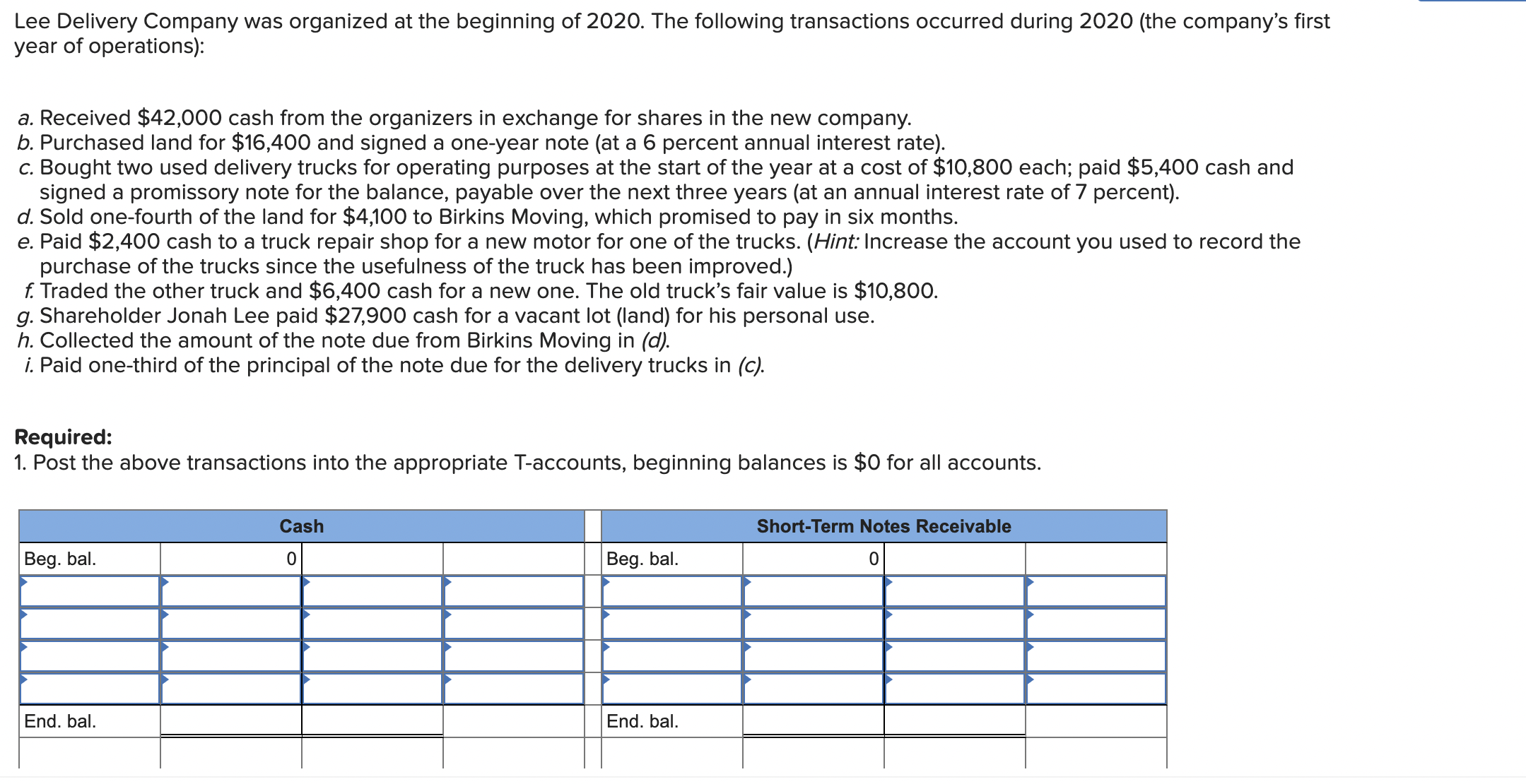 Solved Lee Delivery Company was organized at the beginning | Chegg.com