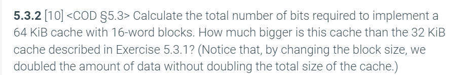 Solved 5.3.2 [10] Calculate the total number of bits | Chegg.com