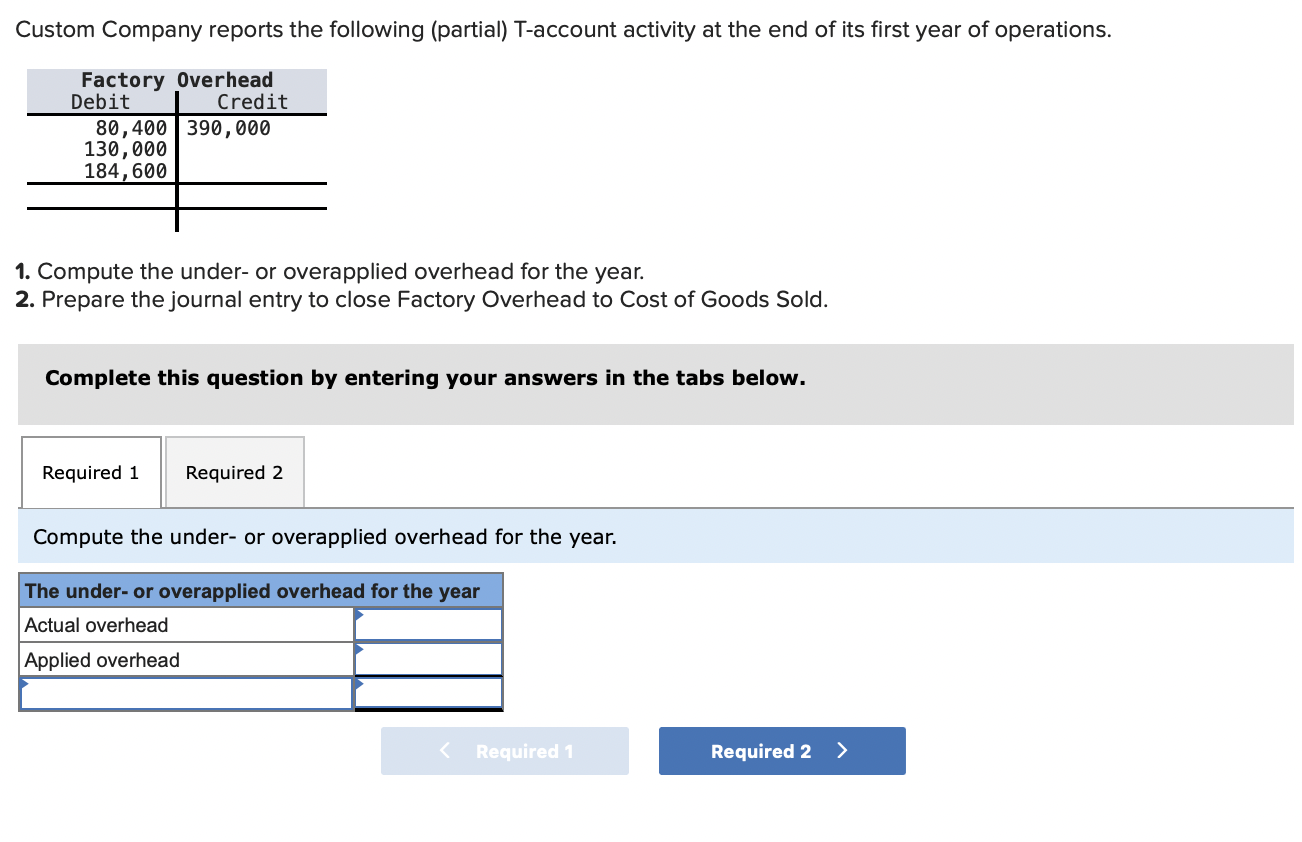 Solved . Compute the under- or overapplied overhead for the | Chegg.com