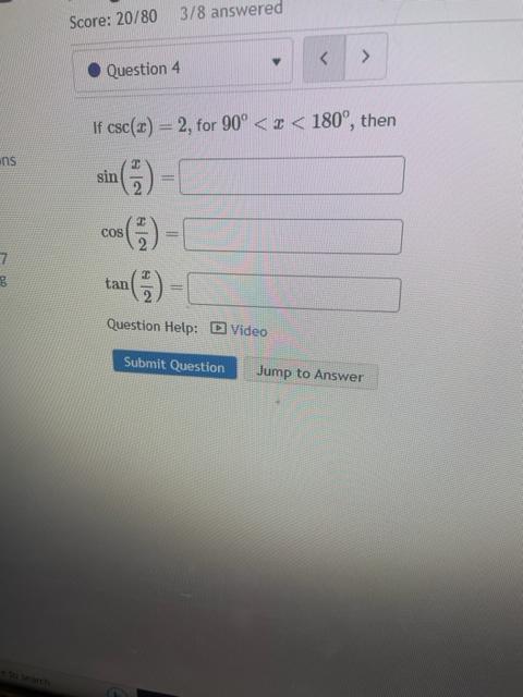 Solved If csc(x)=2, for 90∘ | Chegg.com