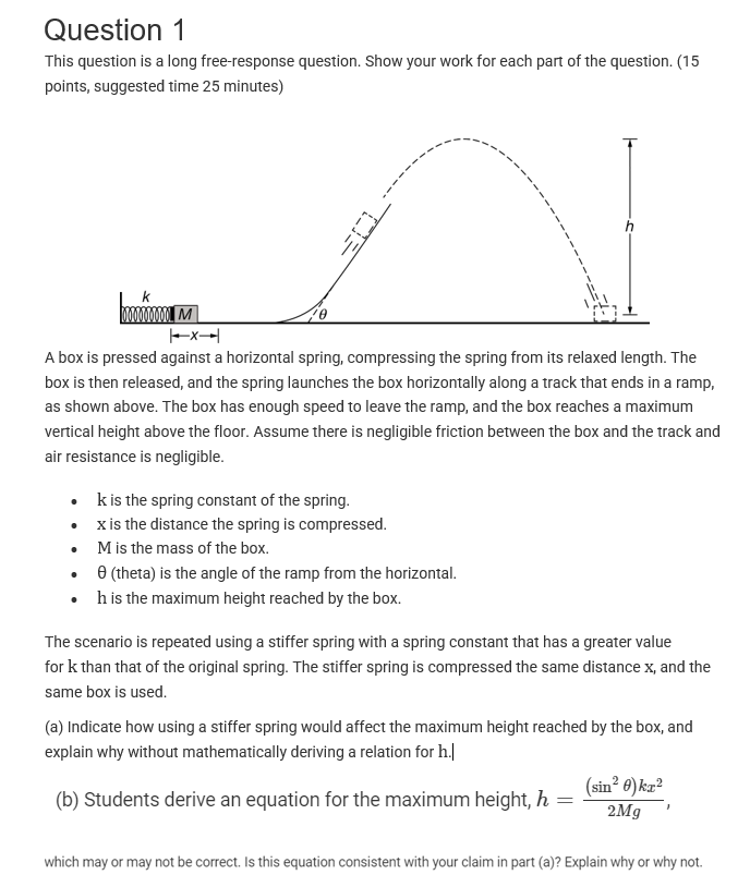 Solved Question 1 This question is a long free-response | Chegg.com