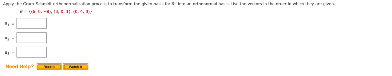 Solved B={(6,0,−8),(3,0,1),(0,4,0)} u1= u2= u3= | Chegg.com