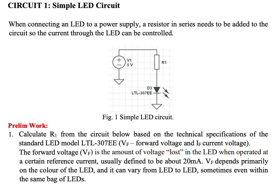 CIRCUIT 1: Simple LED Circuit When connecting an LED | Chegg.com