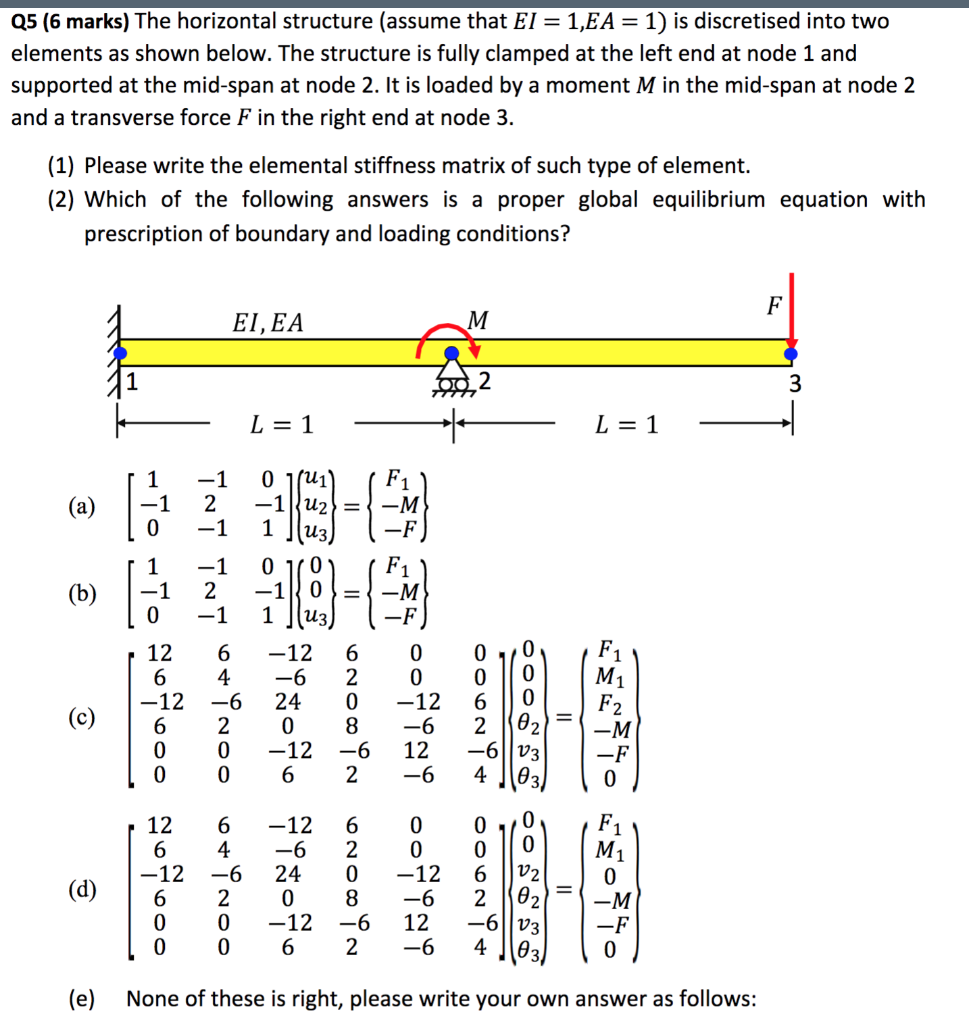 Solved Q5 (6 marks) The horizontal structure (assume that | Chegg.com