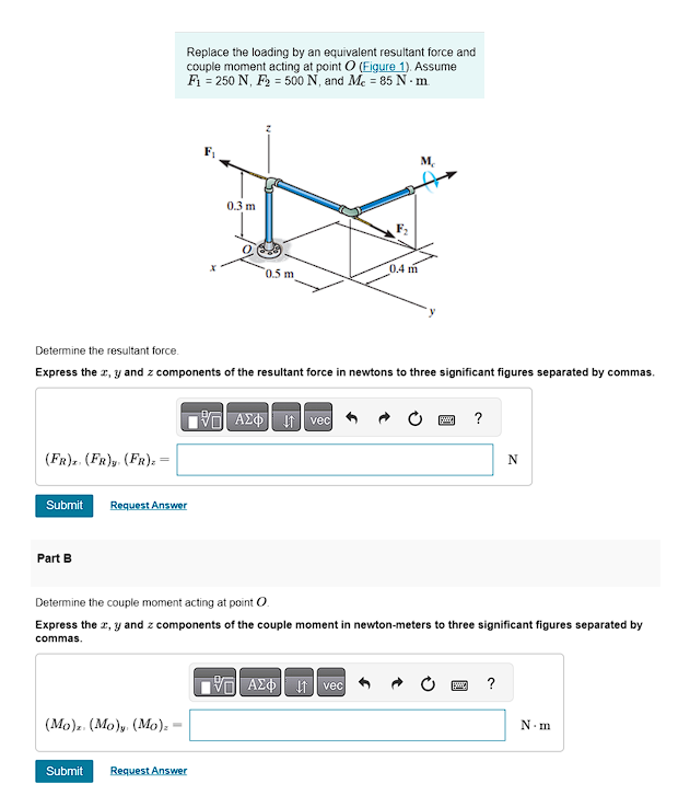 Solved Replace the loading by an equivalent resultant force | Chegg.com