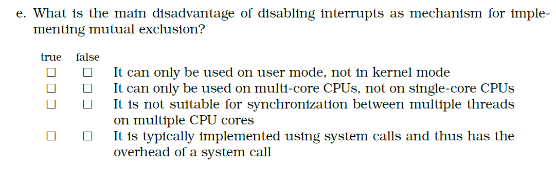 Solved e. What is the main disadvantage of disabling | Chegg.com