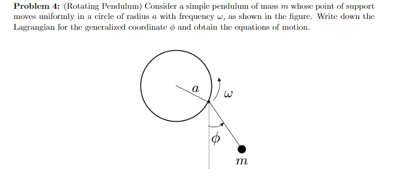 Solved Problem 4: (Rotating Pendulum) ﻿Consider a simple | Chegg.com
