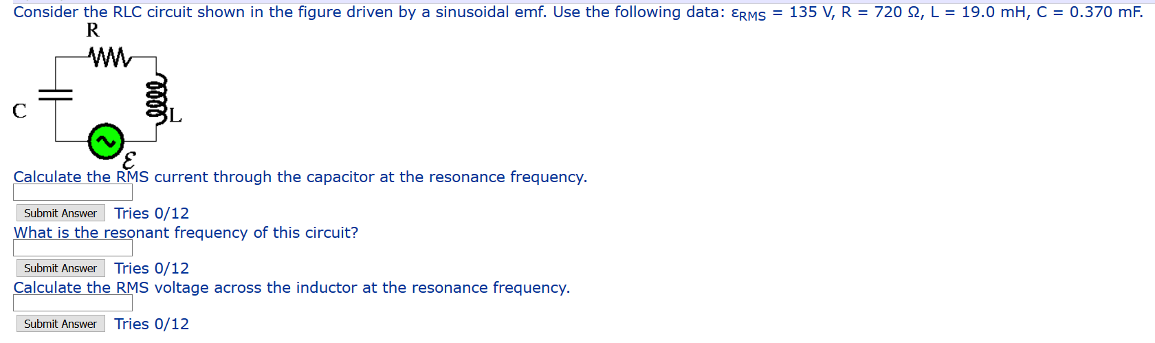 Solved Consider the RLC circuit shown in the figure driven | Chegg.com