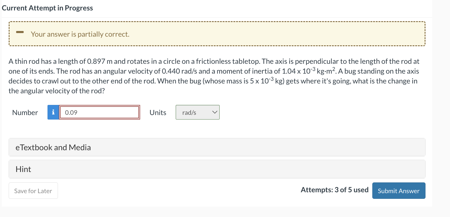 Solved A thin rod has a length of 0.897 m and rotates in a | Chegg.com