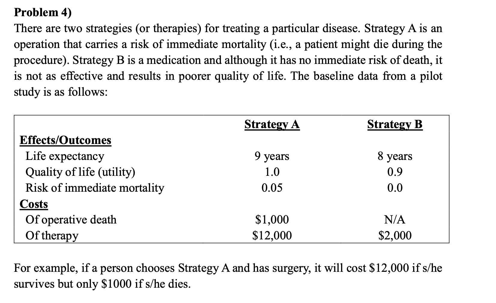 Problem 4) There are two strategies (or therapies) | Chegg.com