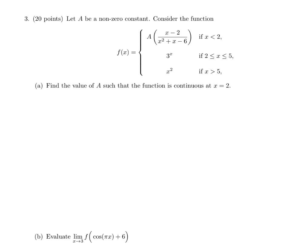 Solved 3. (20 points) Let A be a non-zero constant. Consider | Chegg.com