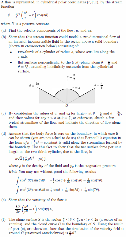 Solved A flow is represented, in cylindrical polar | Chegg.com