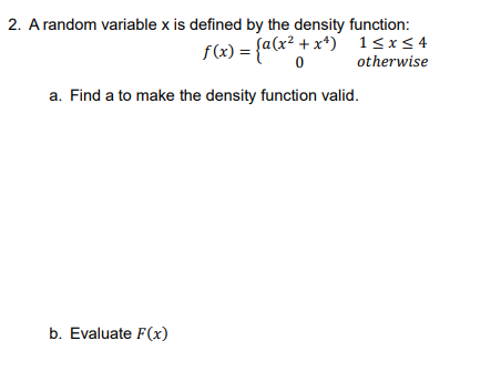 A random variable x ﻿is defined by the density | Chegg.com