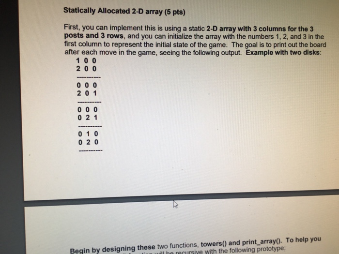 Solved Statically Allocated 2 D Array 5 Pts First You Can