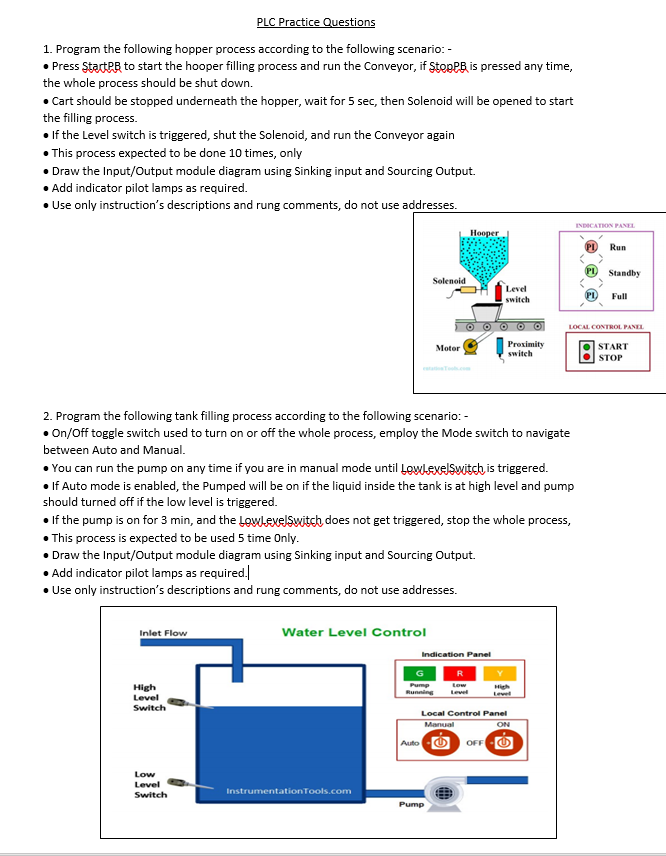 PLC Practice Questions 1. Program the following | Chegg.com