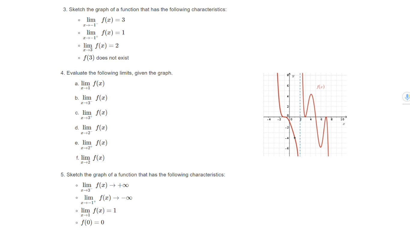 Solved 3. Sketch the graph of a function that has the | Chegg.com
