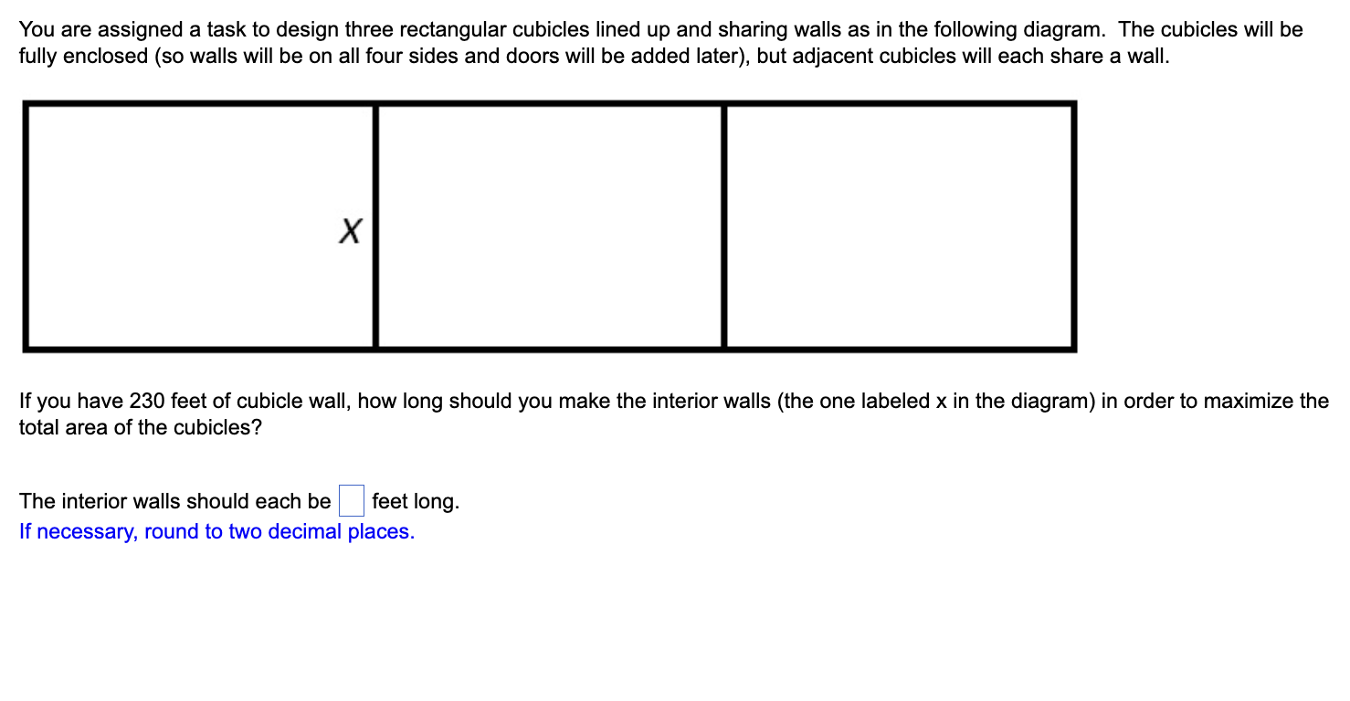 Solved If you have 230 feet of cubicle wall, how long should | Chegg.com