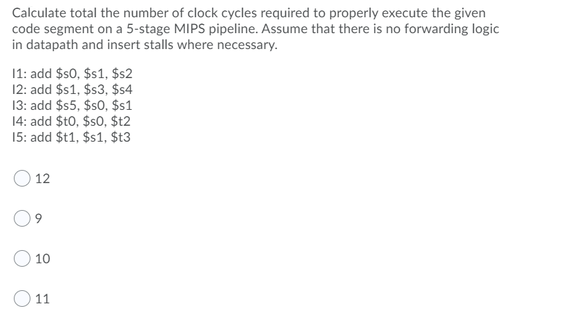 Solved Calculate total the number of clock cycles required | Chegg.com