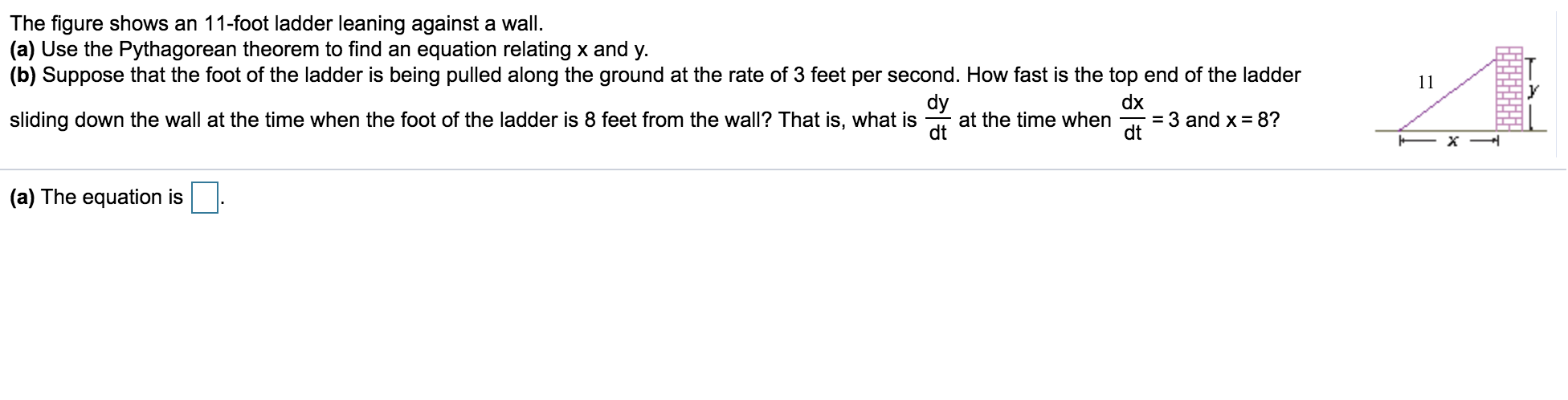 Solved The figure shows an 11-foot ladder leaning against a | Chegg.com