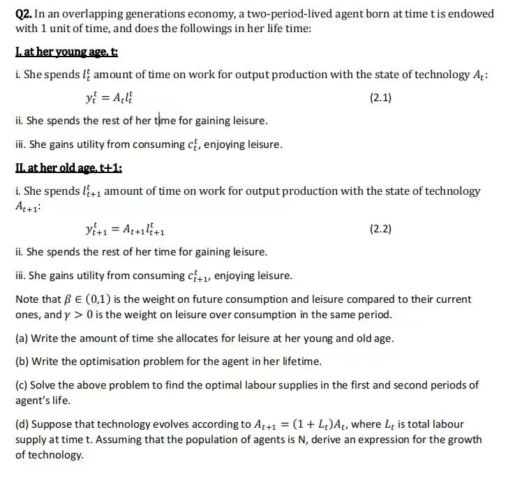 Solved Q2. In an overlapping generations economy, a | Chegg.com