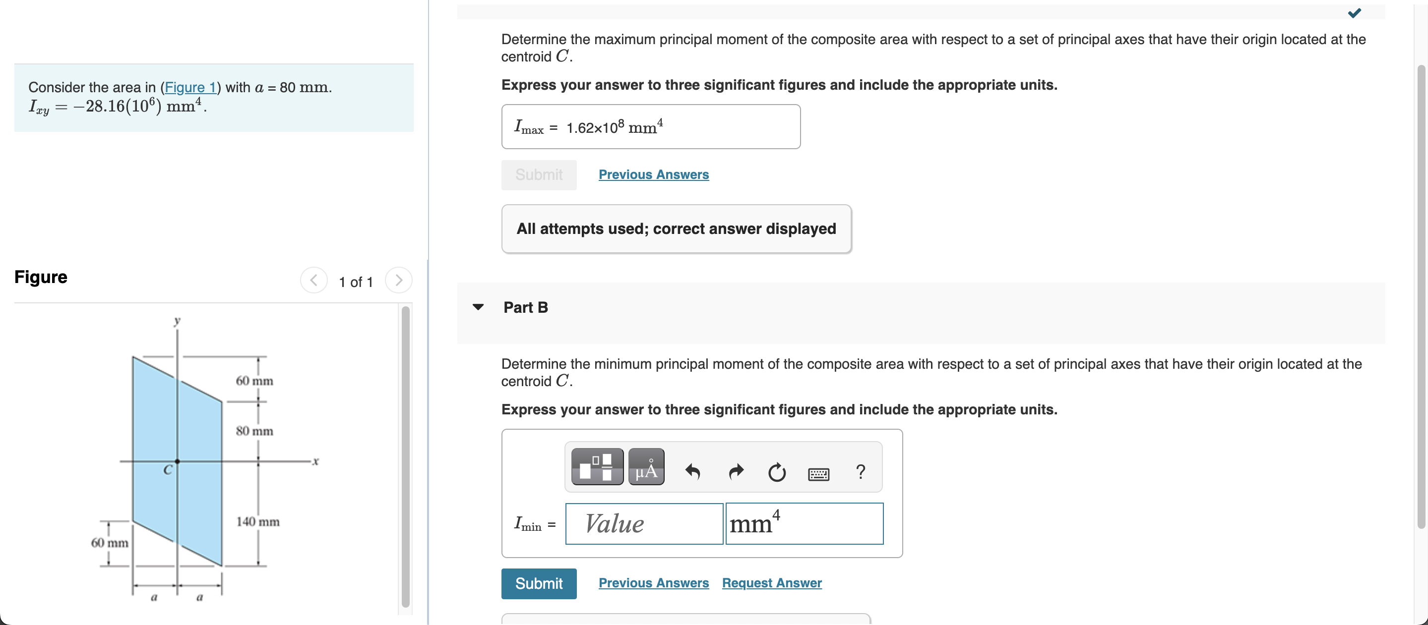 Solved Determine the maximum principal moment of the | Chegg.com