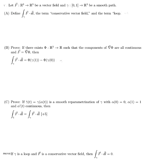 Solved C Let F: R R3 be a smooth path R3 be a vector field | Chegg.com