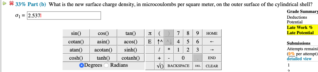 Solved > * 33% Part (b) What is the new surface charge | Chegg.com