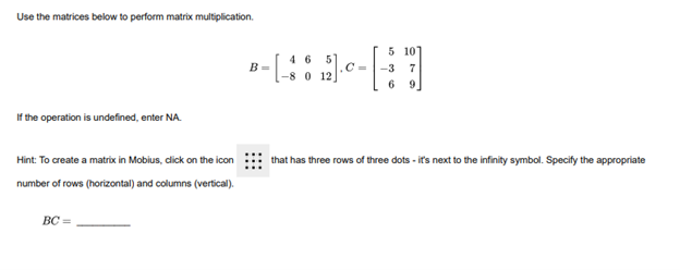 Solved Use the matrices below to perform matrix | Chegg.com
