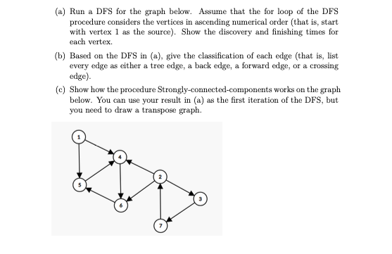 Solved (a) Run a DFS for the graph below. Assume that the | Chegg.com Solved (a) Run a DFS for the graph below. Assume that the | Chegg.com