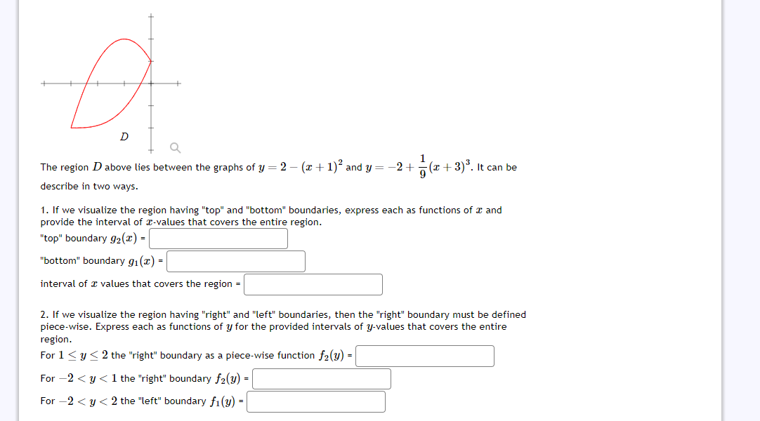 Solved The region D above lies between the graphs of | Chegg.com