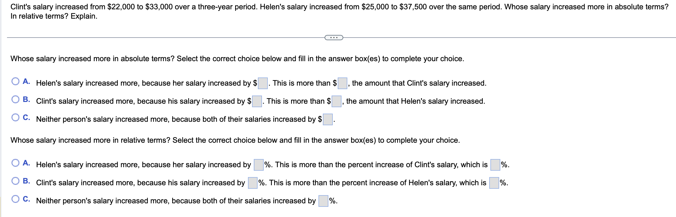 Solved In relative terms? Explain. Whose salary increased | Chegg.com