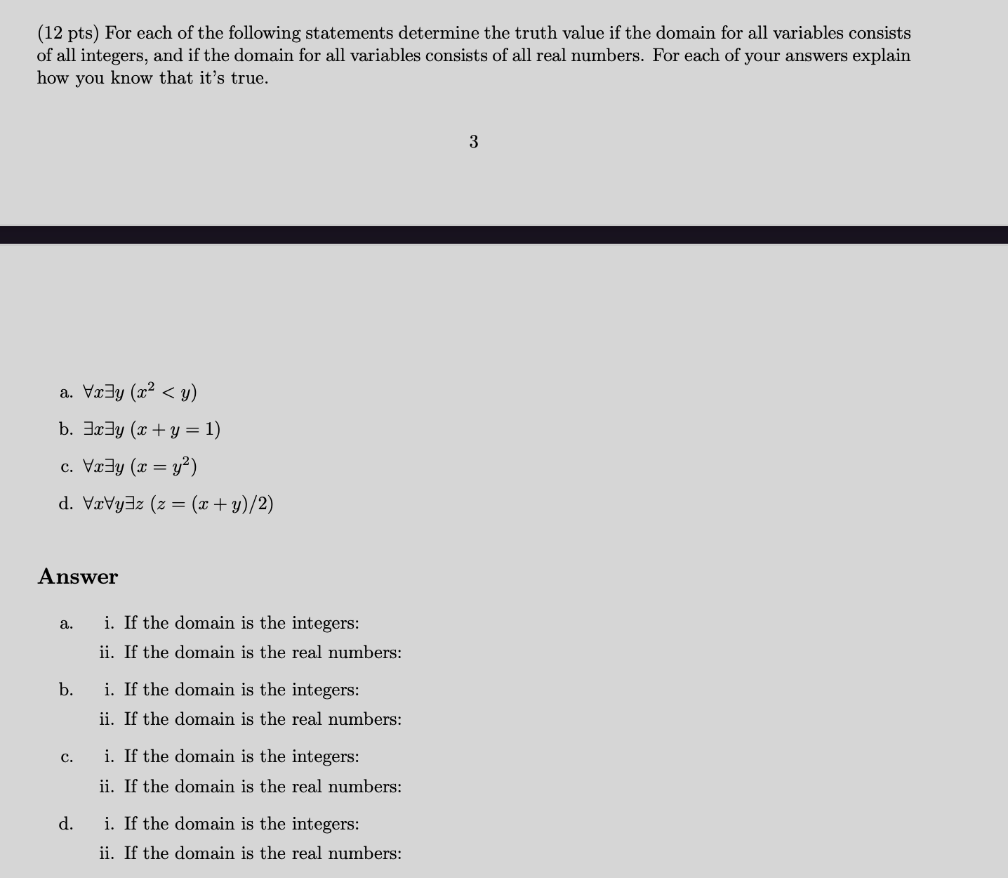 Solved (12 pts) For each of the following statements | Chegg.com