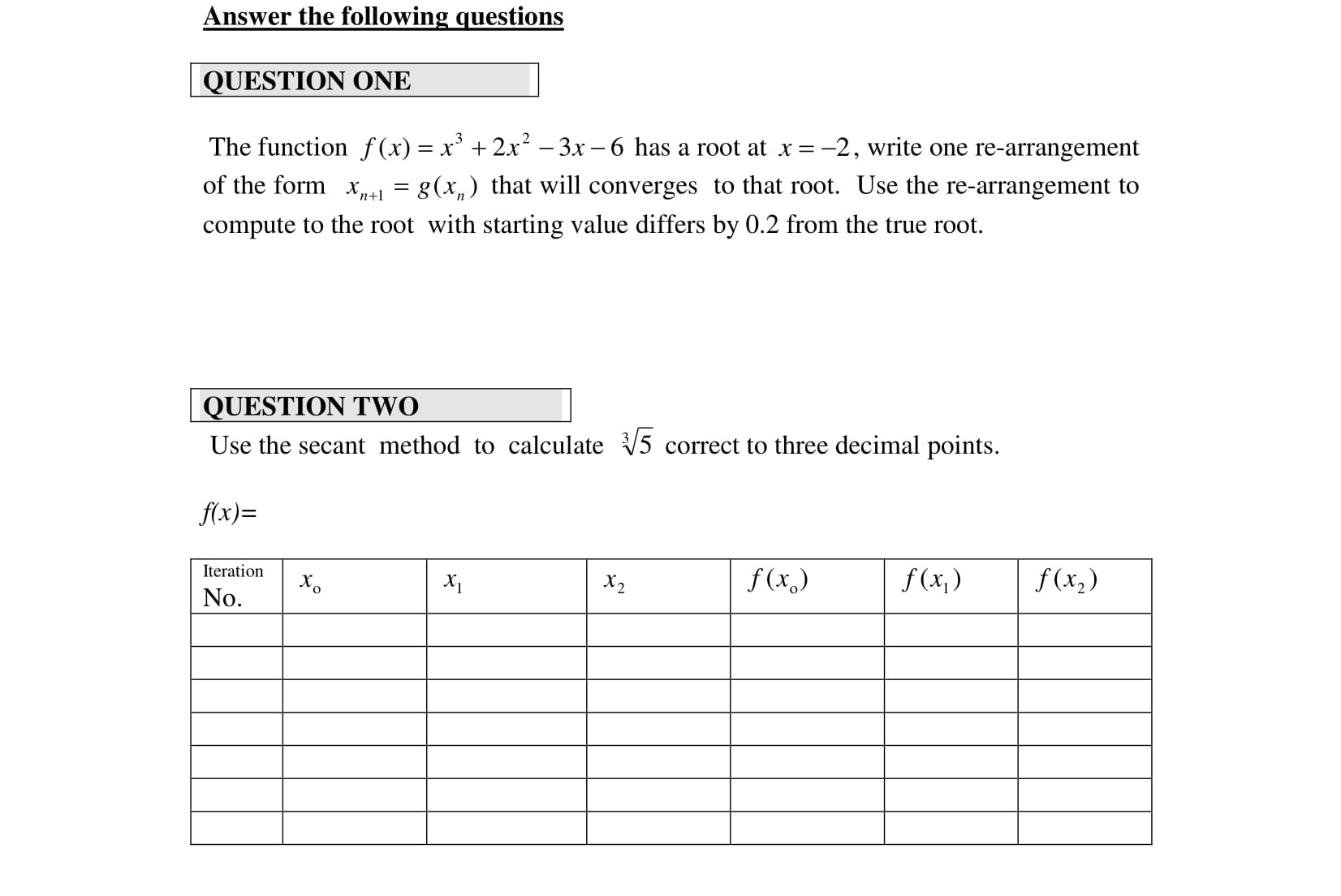 Solved Answer the following questionsQUESTION ONEThe | Chegg.com