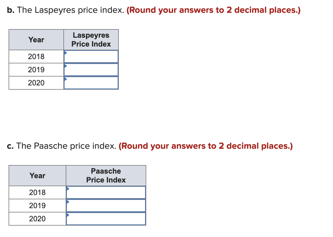 Solved Consider the following price and quantity data for | Chegg.com