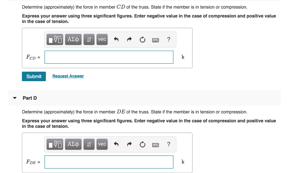 Solved Determine Approximately The Force In Member Cd Of
