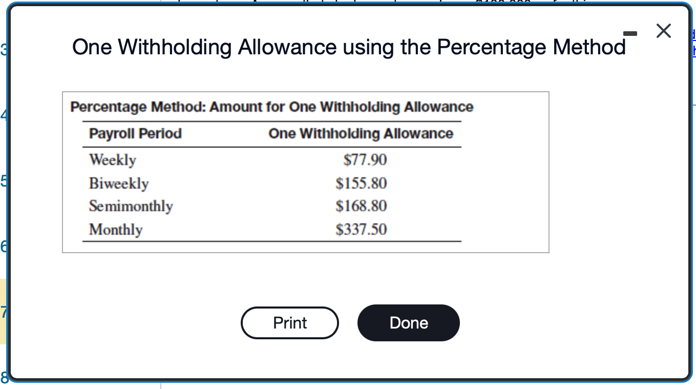 Solved Use the percentage method of withholding to find | Chegg.com