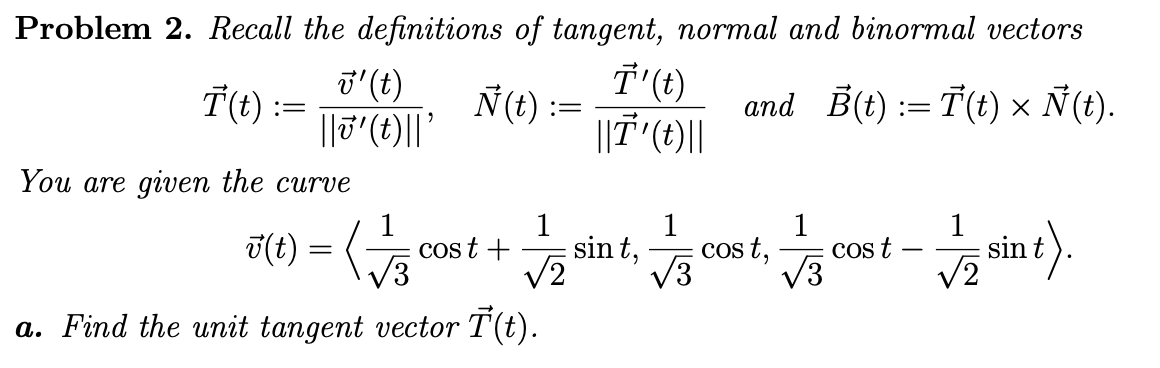 Solved Problem 2. ﻿Recall the definitions of ﻿tangent, | Chegg.com