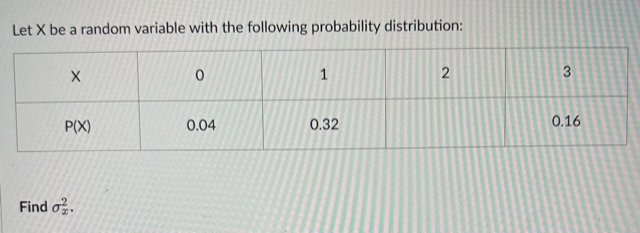 Solved Let X Be A Random Variable With The Following 3632