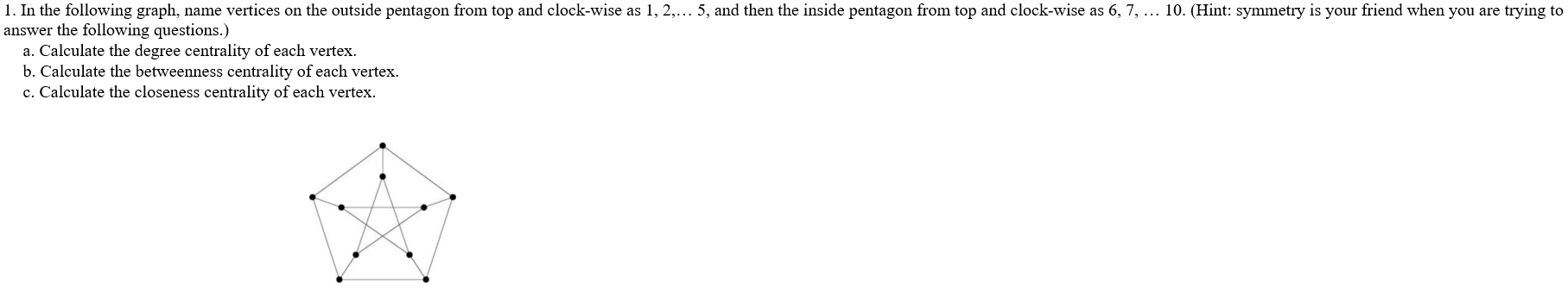 Solved 1. In the following graph, name vertices on the | Chegg.com