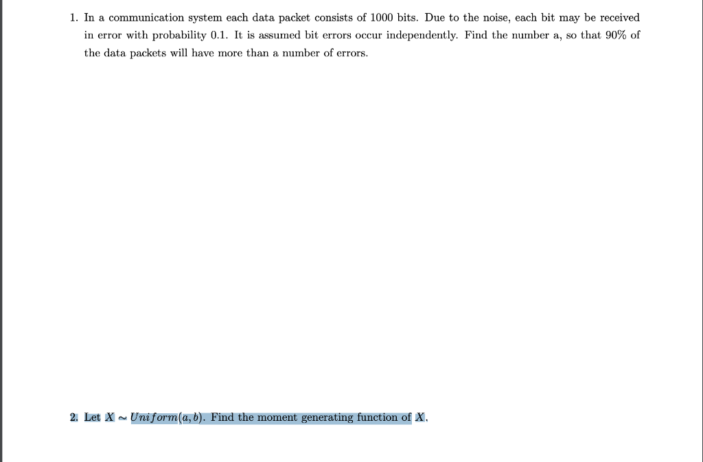 Solved 1. In a communication system each data packet | Chegg.com